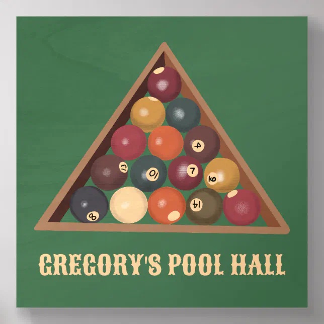 Vintage Billiard Balls Custom Pool Table Themed Wood Photo Tile | Zazzle