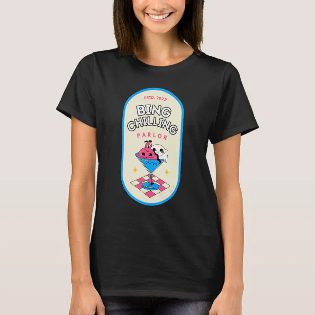 Vintage Bing Chilling Ice Cream Parlor Meme Quote T-Shirt | Zazzle