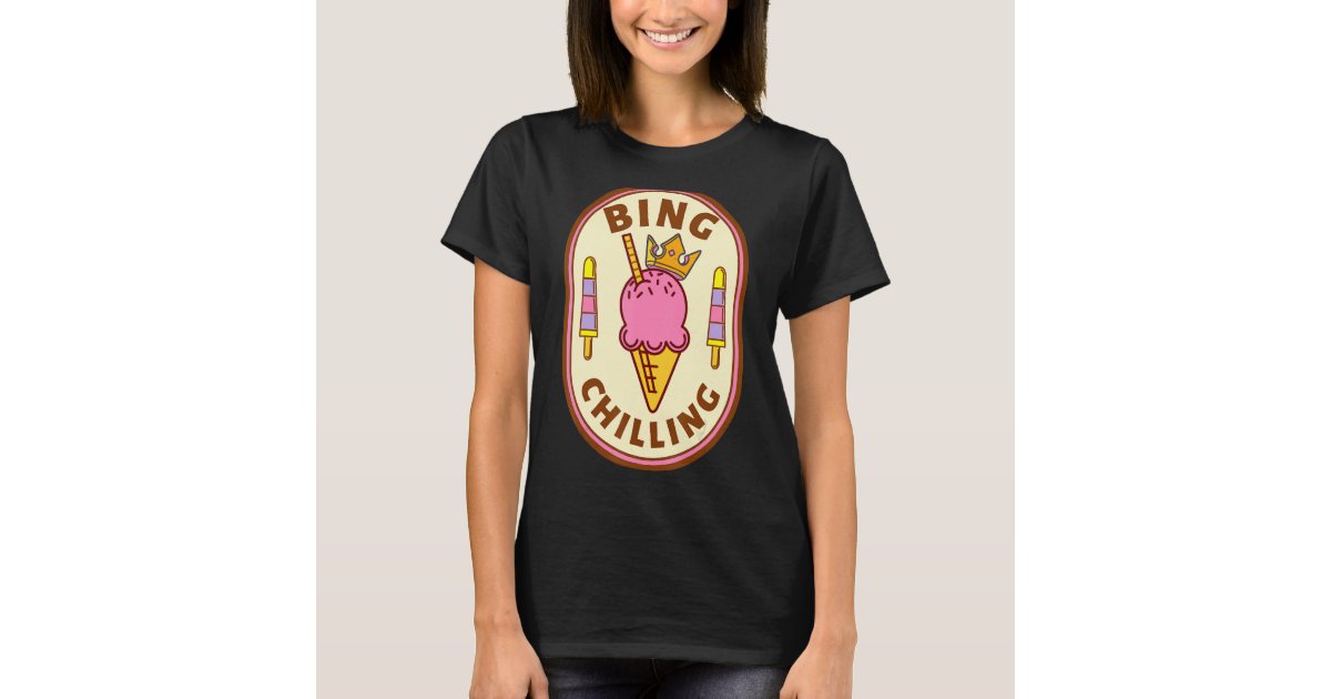 Vintage Bing Chilling Ice Cream Parlor Meme Quote T-Shirt | Zazzle