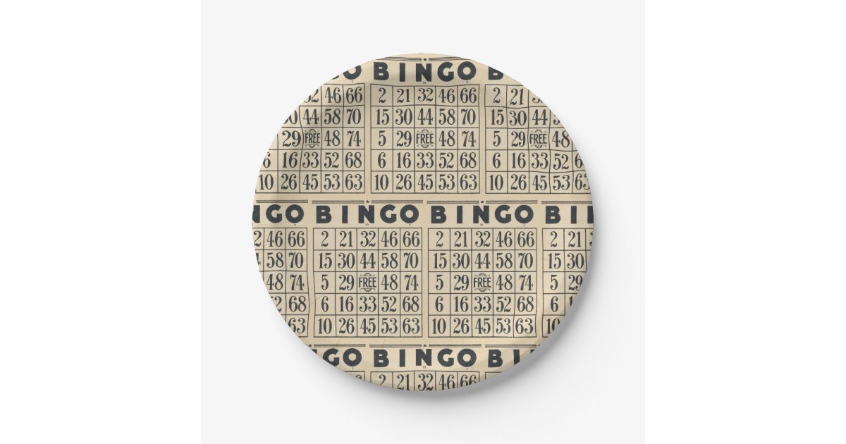 Vintage Bingo Game Card Paper Plates | Zazzle