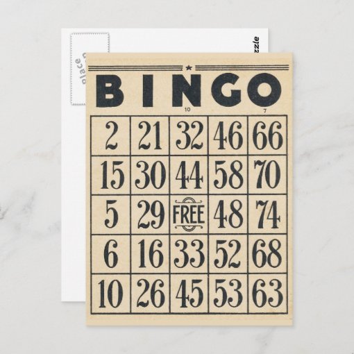 Vintage Bingo Game Card Postcard | Zazzle