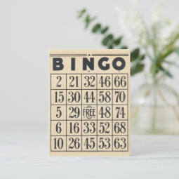 Vintage Bingo Game Card Postcard | Zazzle
