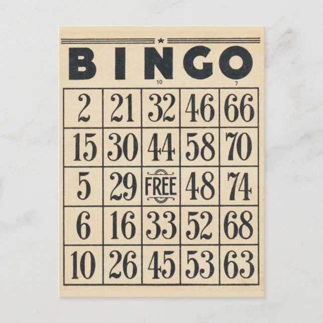 Vintage Bingo Game Card Postcard | Zazzle