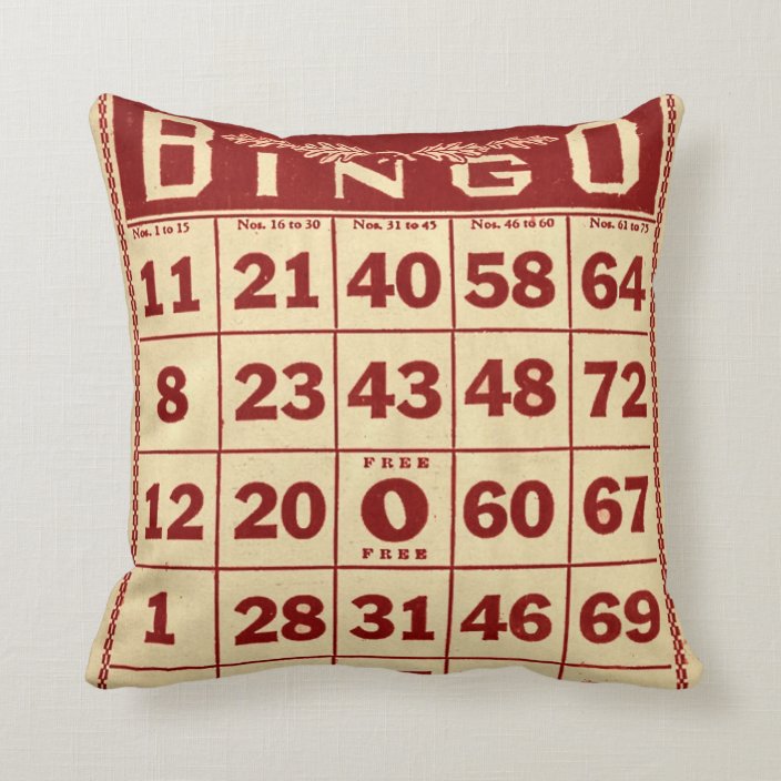 Vintage Bingo Red & White Decorative Pillow | Zazzle.com