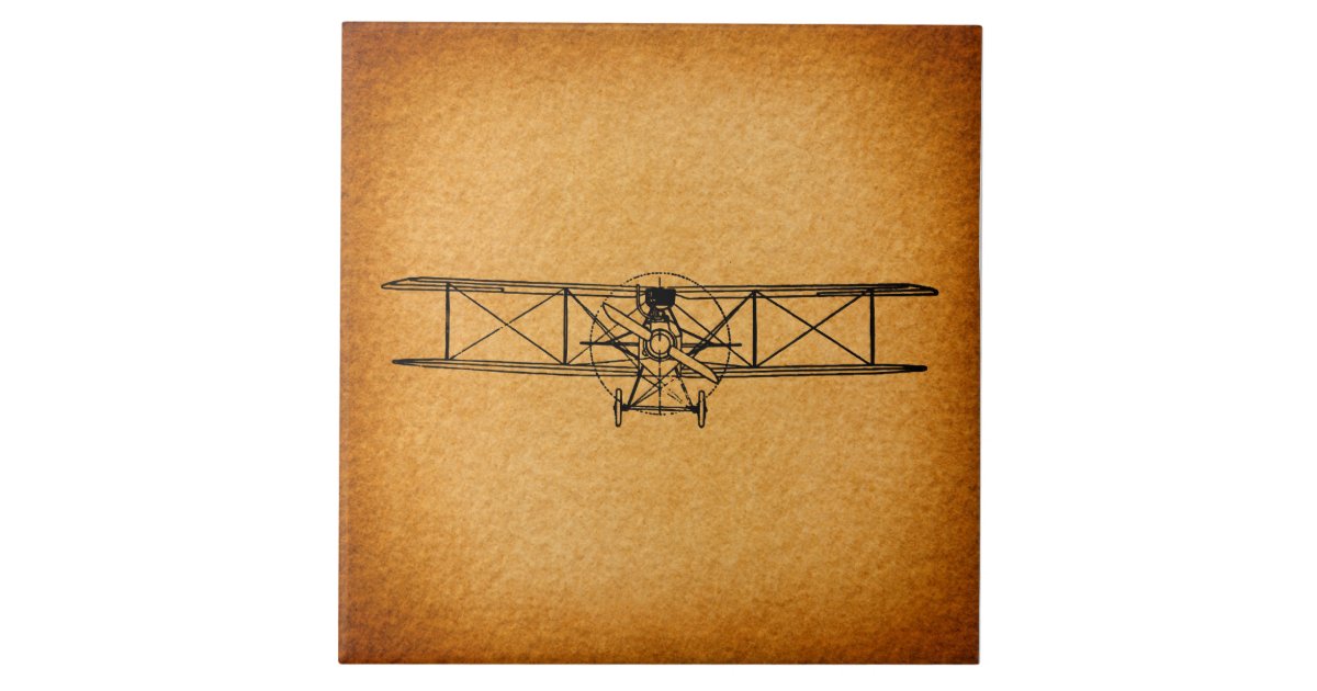 Vintage Biplane Antique Airplane Aviation Art Ceramic Tile | Zazzle