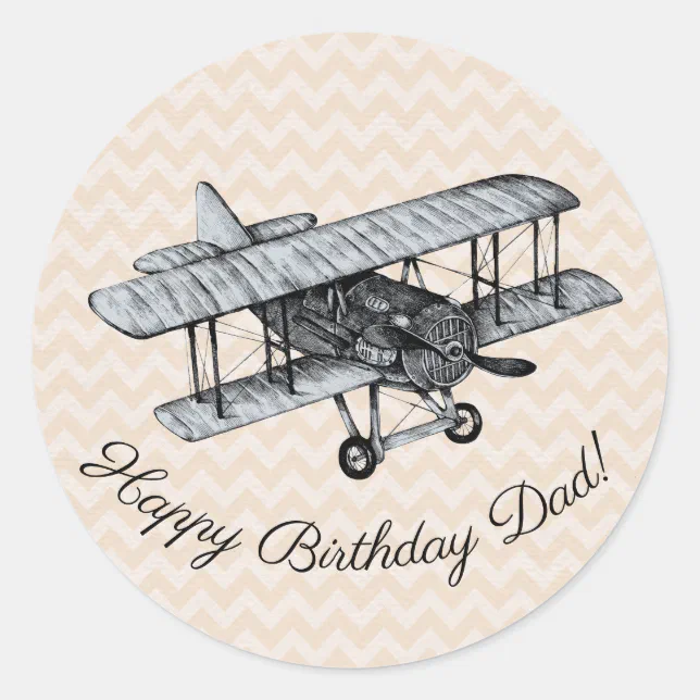 Vintage Biplane Customizable Classic Round Sticker | Zazzle