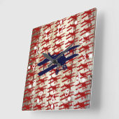 Vintage Biplane on Barn Wood Aviation Gifts Square Wall Clock | Zazzle