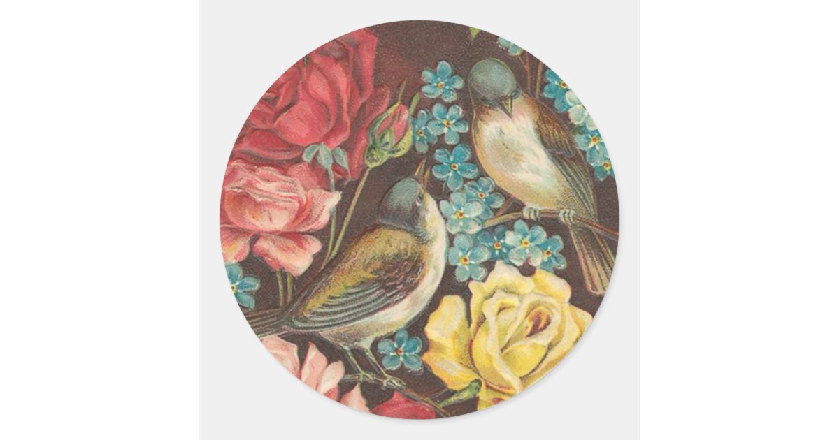 Vintage Bird and Rose Stickers | Zazzle