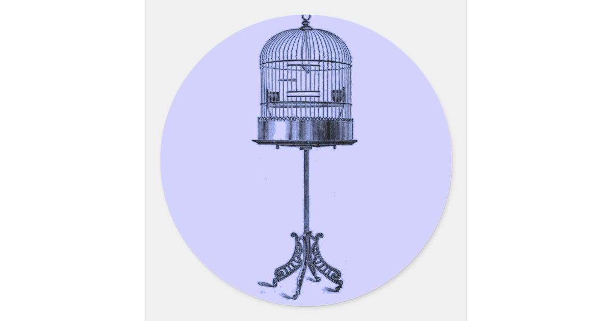 Vintage Bird Cage Classic Round Sticker | Zazzle