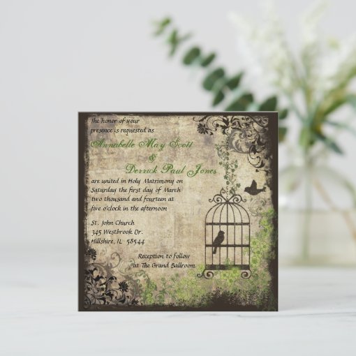 Vintage Bird Cage Wedding Invitation | Zazzle