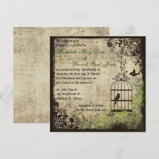 Vintage Bird Cage Wedding Invitation | Zazzle