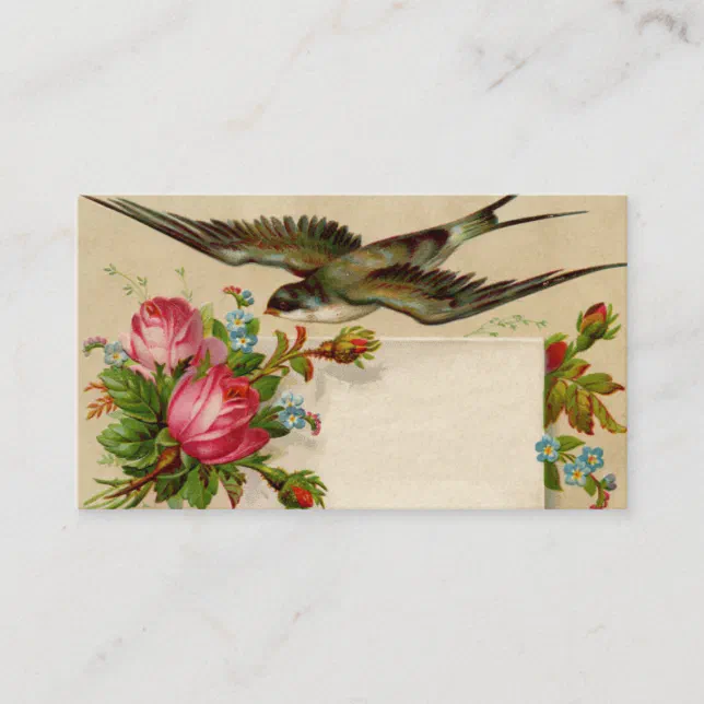 Vintage Bird With Flowers Business Card | Zazzle
