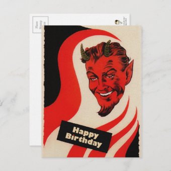 Vintage Birthday Devil Postcard | Zazzle