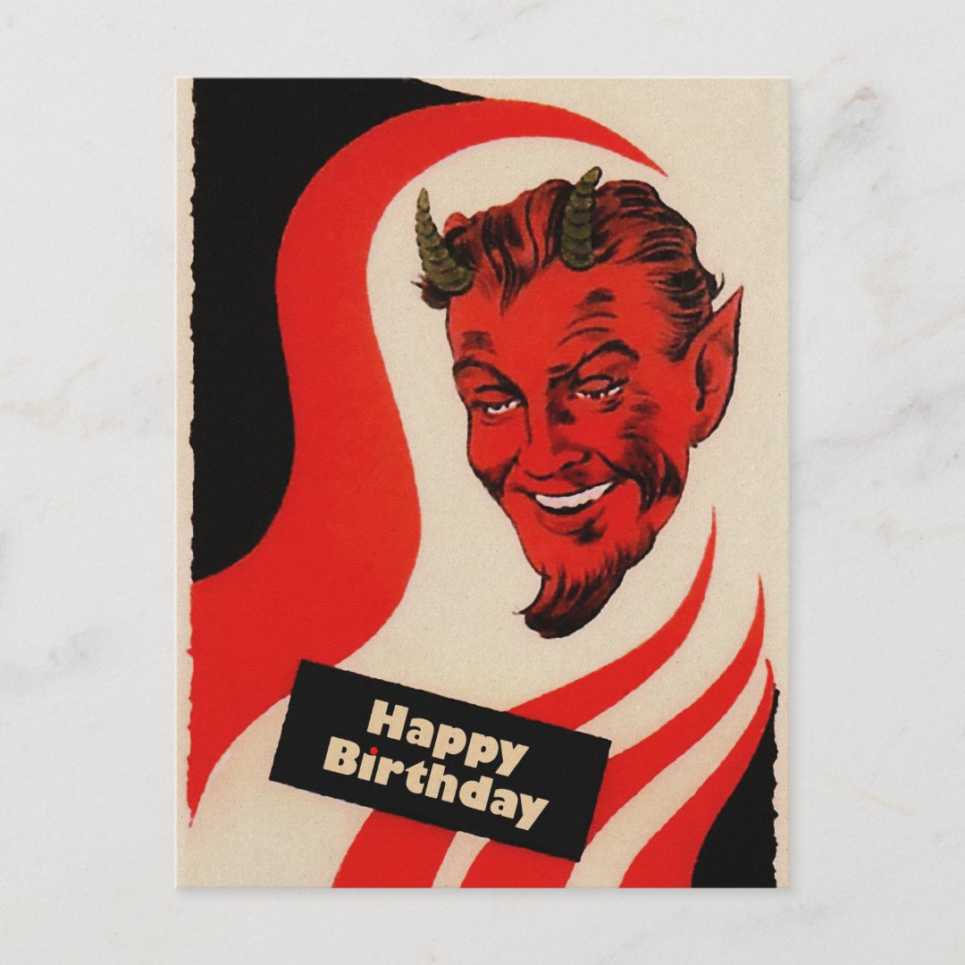 Vintage Birthday Devil Postcard | Zazzle