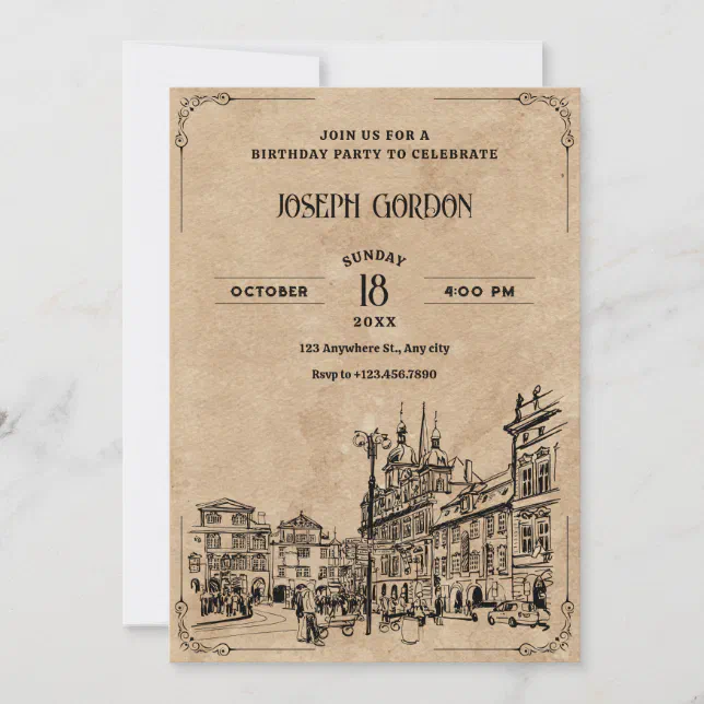 Vintage birthday invitation | Zazzle
