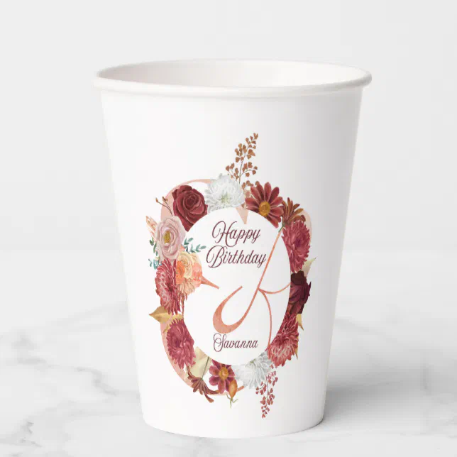 Vintage Birthday Paper Cup – Elegant Retro Party | Zazzle