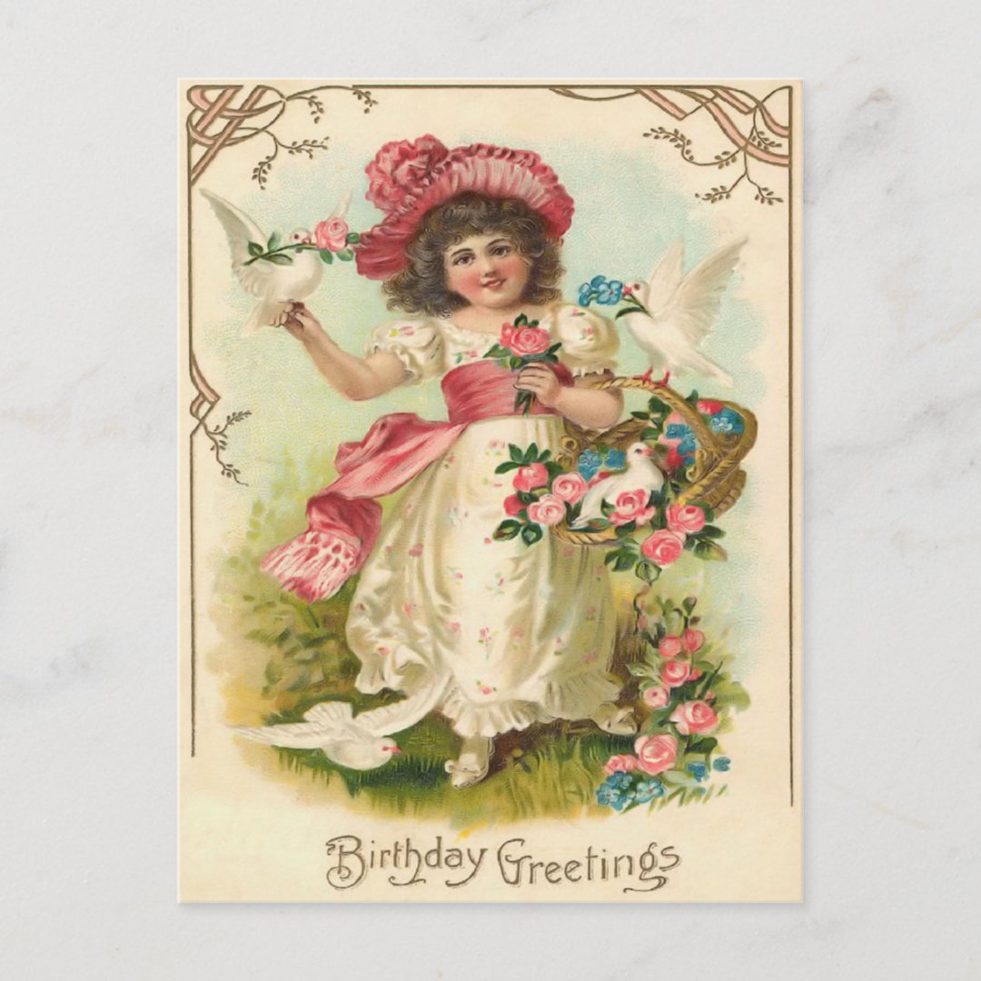 Vintage Birthday Postcard | Zazzle