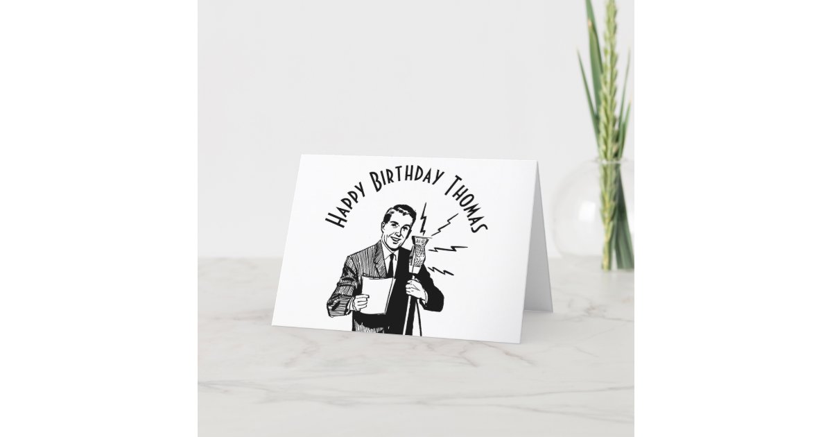 Vintage Birthday Radio Announcer Card | Zazzle