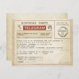 vintage birthday telegram invitation | Zazzle