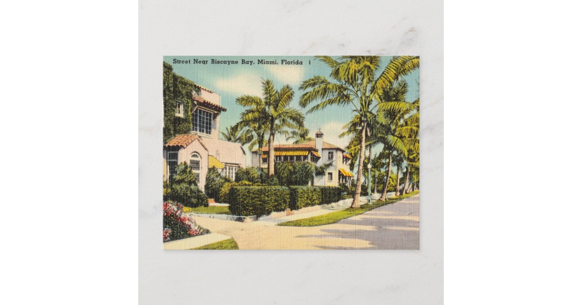 Vintage Biscayne Bay, Miami, Florida Postcard | Zazzle