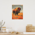 Vintage Bison Illustration Poster | Zazzle