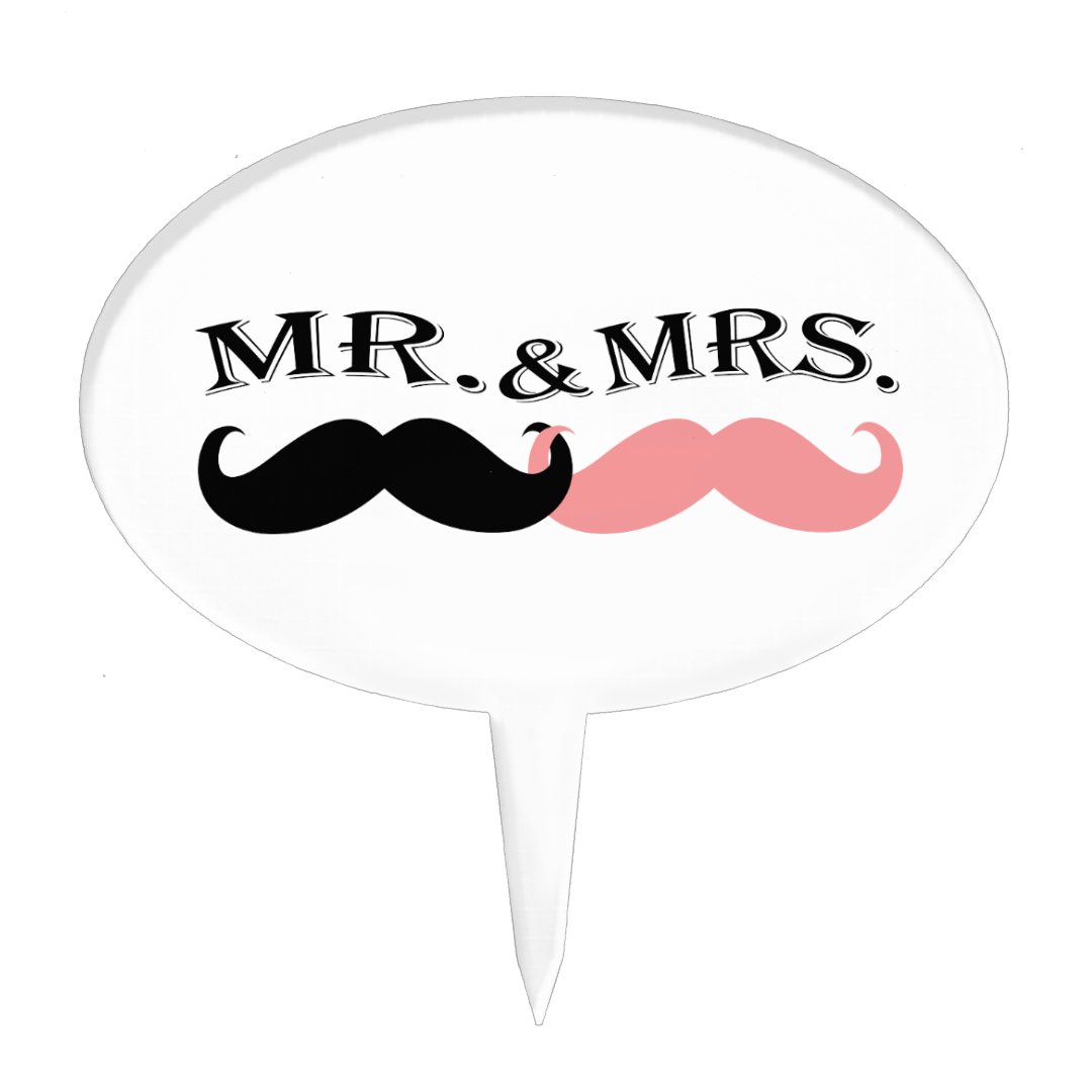 Vintage Black and Pink Mustache Cake Topper | Zazzle