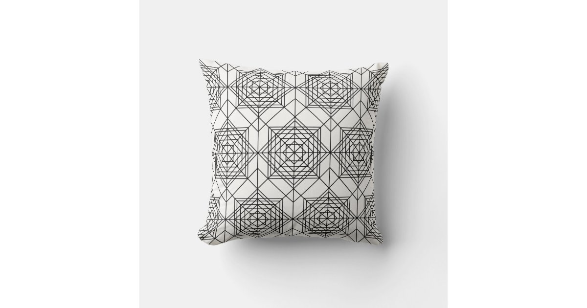 Vintage Black and White Abstract Linear Pattern Throw Pillow | Zazzle