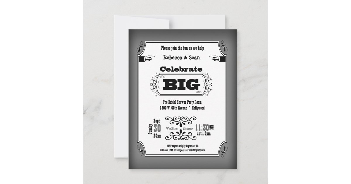 Vintage Black And White Playbill Party Invitations | Zazzle
