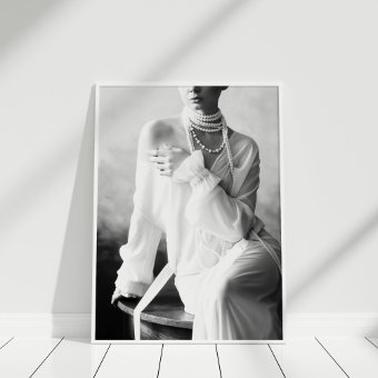 Vintage Black and White Woman with Pearls Poster | Zazzle