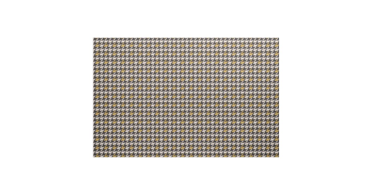 Vintage black and yellow houndstooth plaid pattern fabric | Zazzle