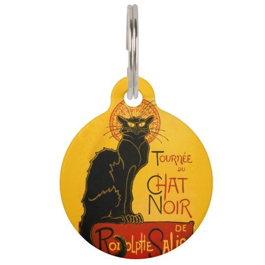 Vintage Black Cat Art Nouveau Paris Cute Chat Noir Pet Tag | Zazzle.com