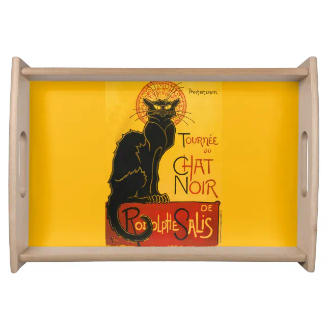 Vintage Black Cat Art Nouveau Paris Cute Chat Noir Serving Tray | Zazzle