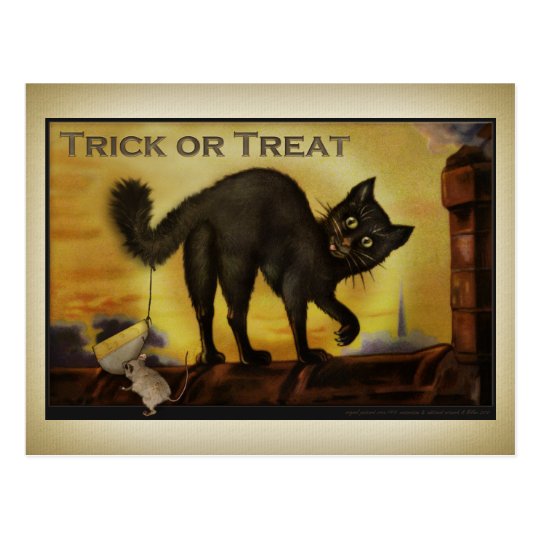 Vintage Black Cat Postcard | Zazzle.com
