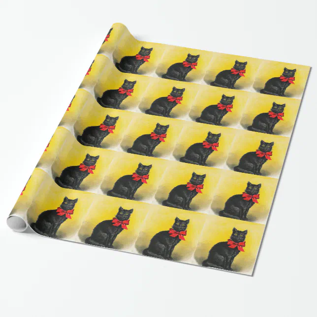 Vintage Black Cat Wrapping Paper | Zazzle