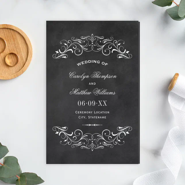 Vintage Black Chalkboard Flourish Wedding Programs | Zazzle Vintage Black Chalkboard Flourish Wedding Programs | Zazzle