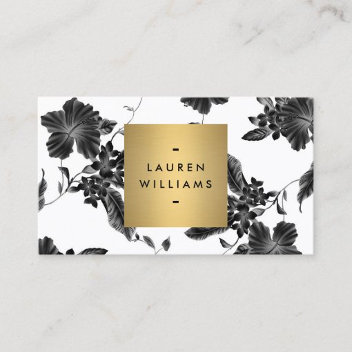 Vintage Black Floral Pattern Business Card | Zazzle