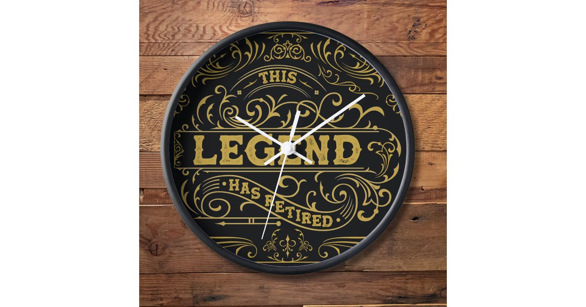 Vintage Black Gold Legend Retirement Clock | Zazzle