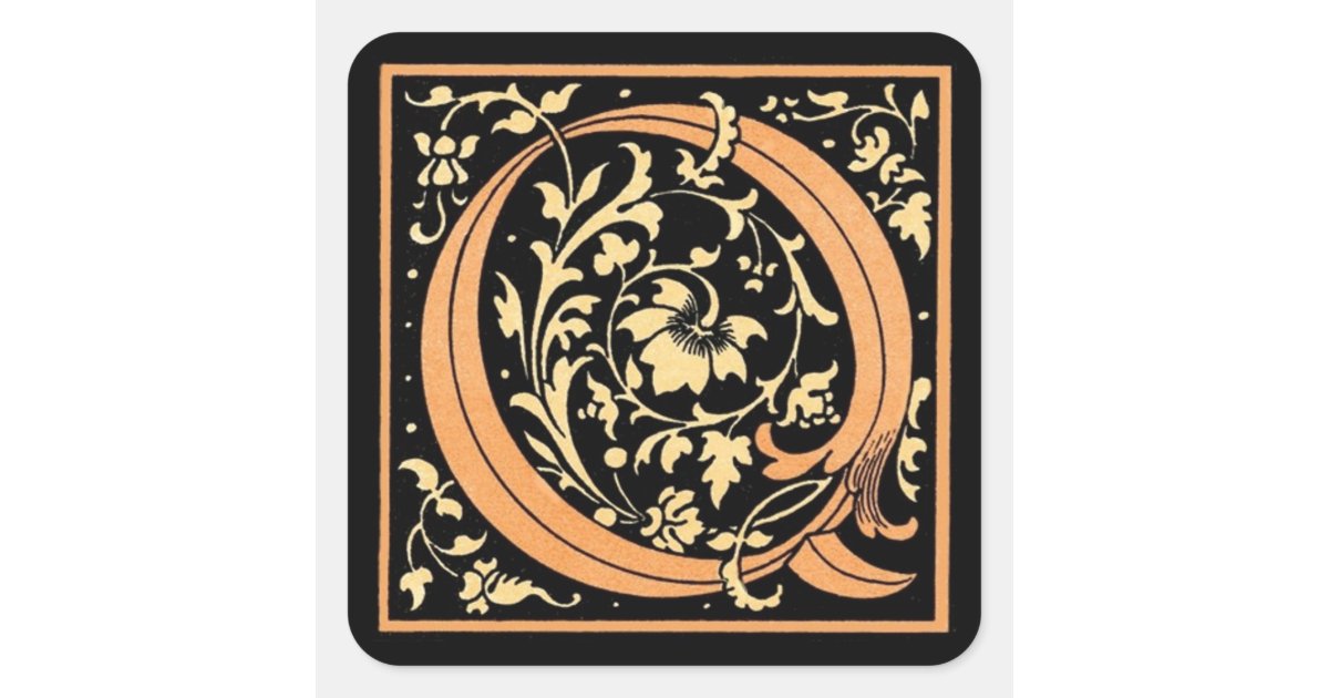 Vintage Black & Gold Letter ‘Q’ - Sticker | Zazzle