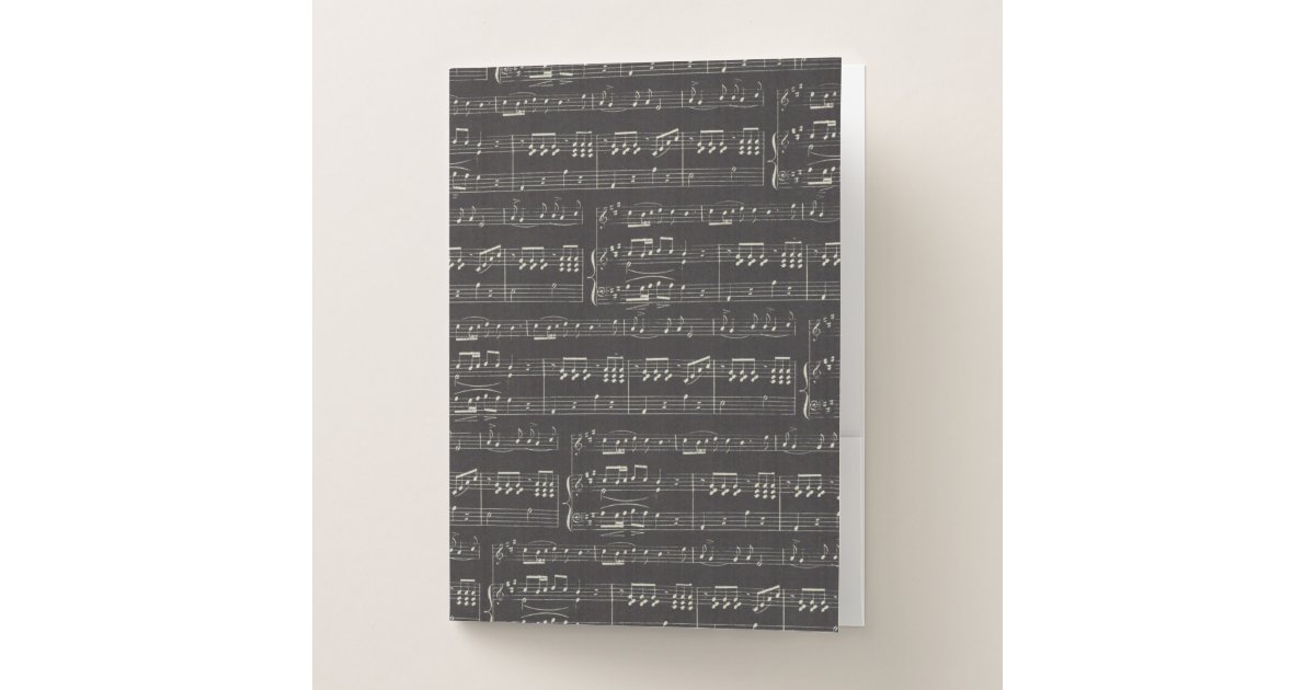 Vintage black music note Pattern Musician Pocket Folder | Zazzle