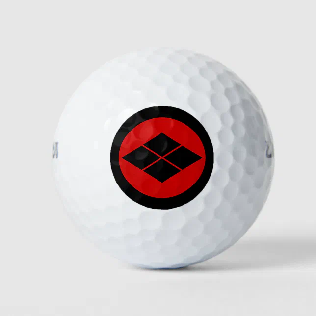 Vintage Black Red Takeda Japan Mon Oriental Golf Balls | Zazzle