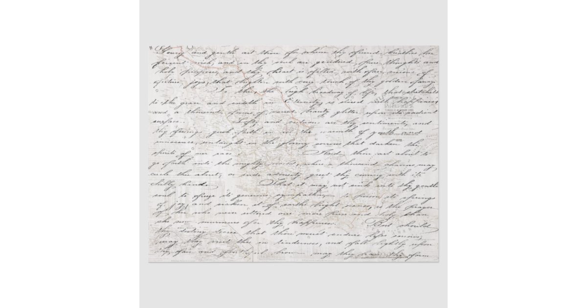 Vintage Black Script Antique Letter Decoupage Desi Tissue Paper | Zazzle