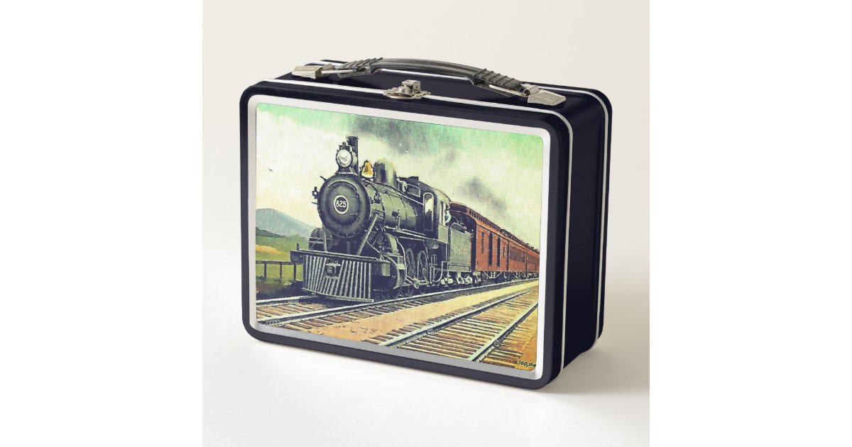 Vintage Black Steam Train Metal Lunch Box | Zazzle