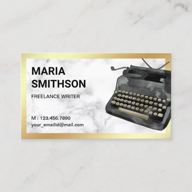 Vintage Black Typewriter QR Code Writer Author Business Card | Zazzle