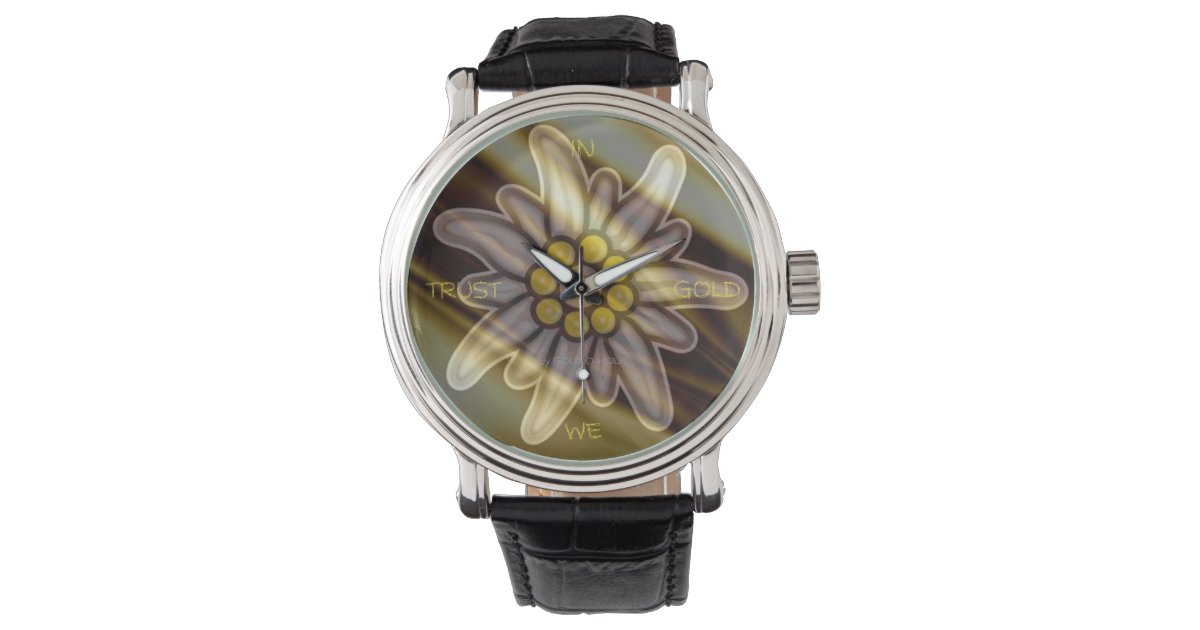 Vintage Black Watch Edelweiss IN GOLD WE TRUST | Zazzle