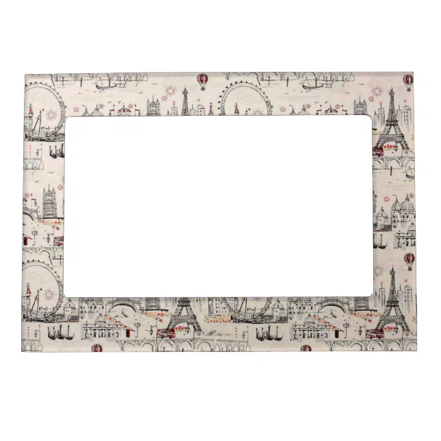 Vintage Black & White Europe Images Magnetic Photo Frame | Zazzle