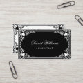 Vintage Black White QR Code Elegant Script Antique Business Card | Zazzle