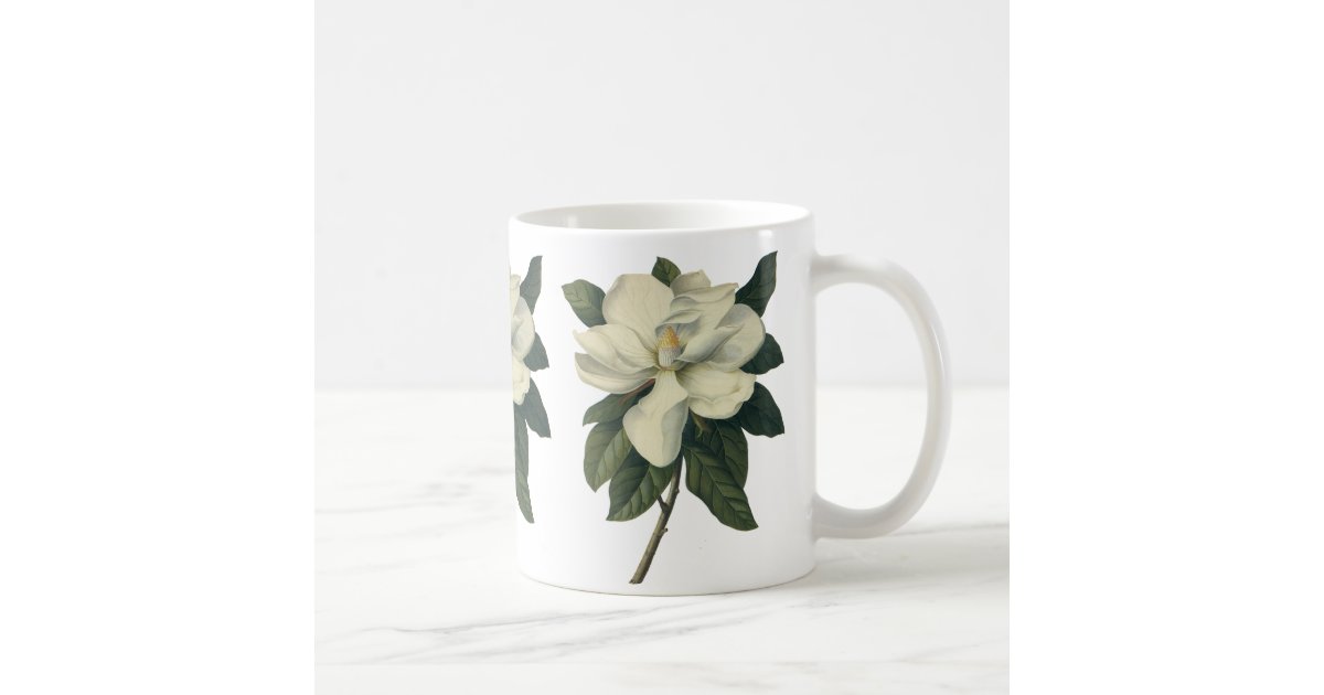 Vintage Blooming White Magnolia Blossom Flowers Coffee Mug | Zazzle