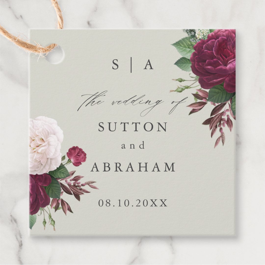 Vintage Blooms Floral Wedding Favor Tags | Zazzle