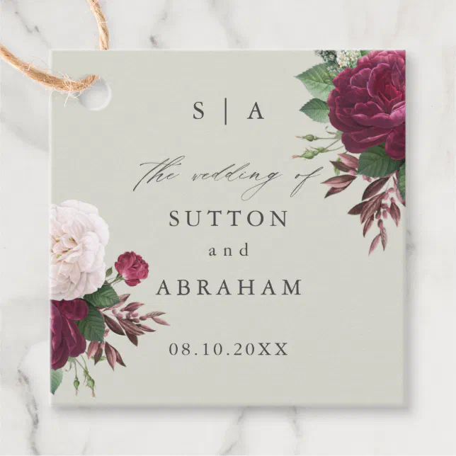 Vintage Blooms Floral Wedding Favor Tags | Zazzle