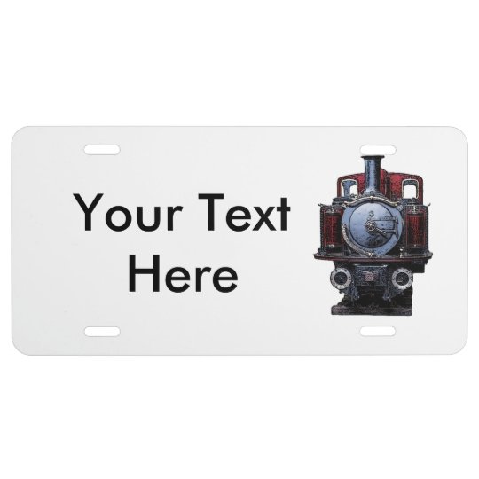 Vintage Blue and Red Train Locomotive Drawing License Plate | Zazzle.com